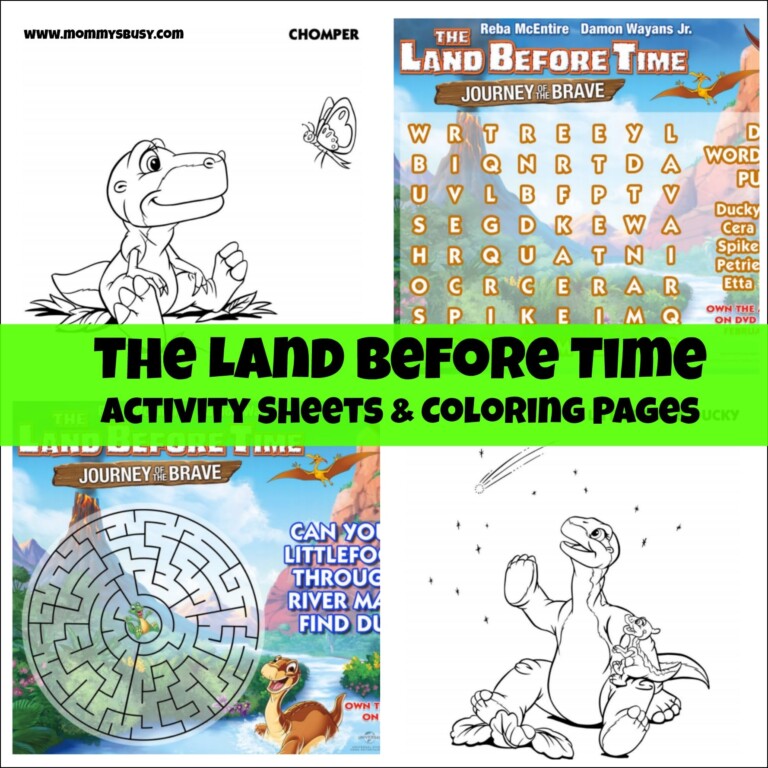 Free Land Before Time Coloring and Activity Sheets - MommysBusy.com